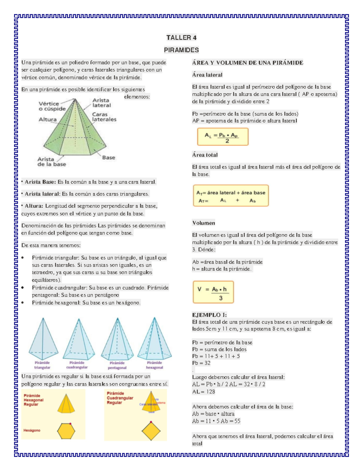 Teoría de la pirámide - ... - TALLER 4 PIRAMIDES Una pirámide es un ...