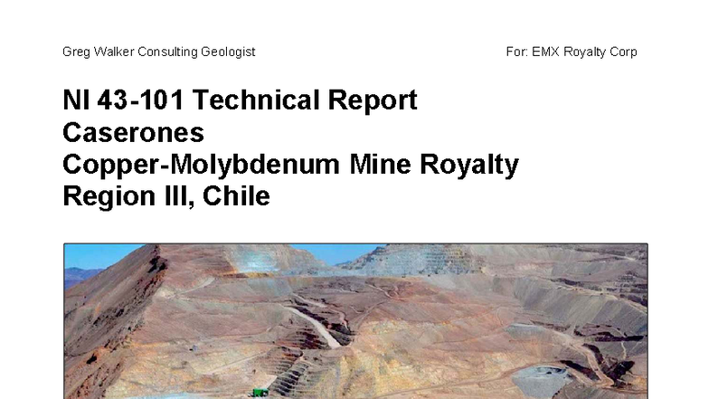 NI Technical Report on Caserones Mine Royalty - March 1, 2022 - Studocu