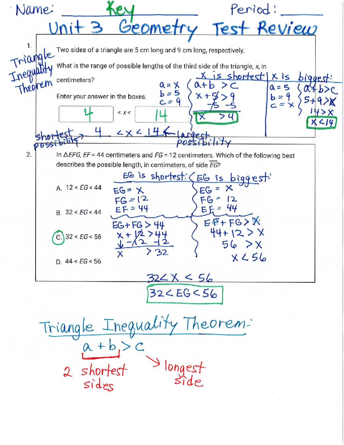 Unit 3 Geometry Test Review Answer Key - Studocu