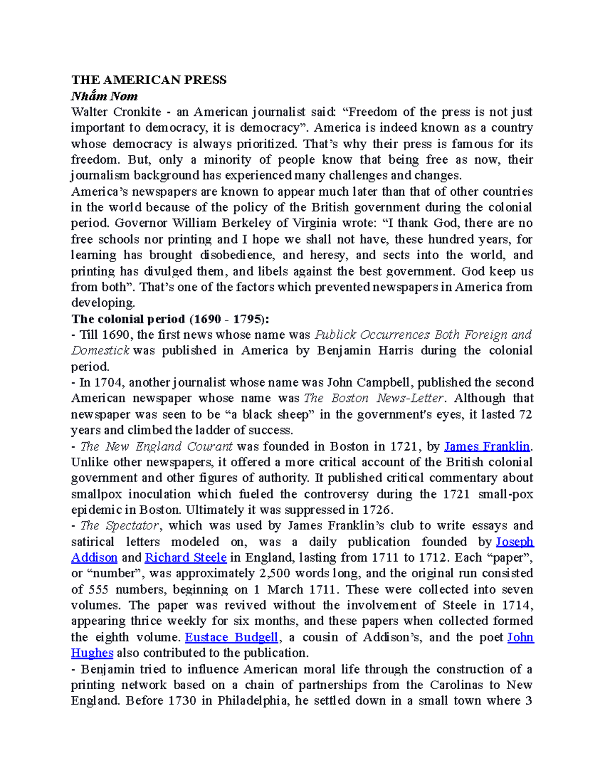 THE American Press - For you - THE AMERICAN PRESS Nhắm Nom Walter ...