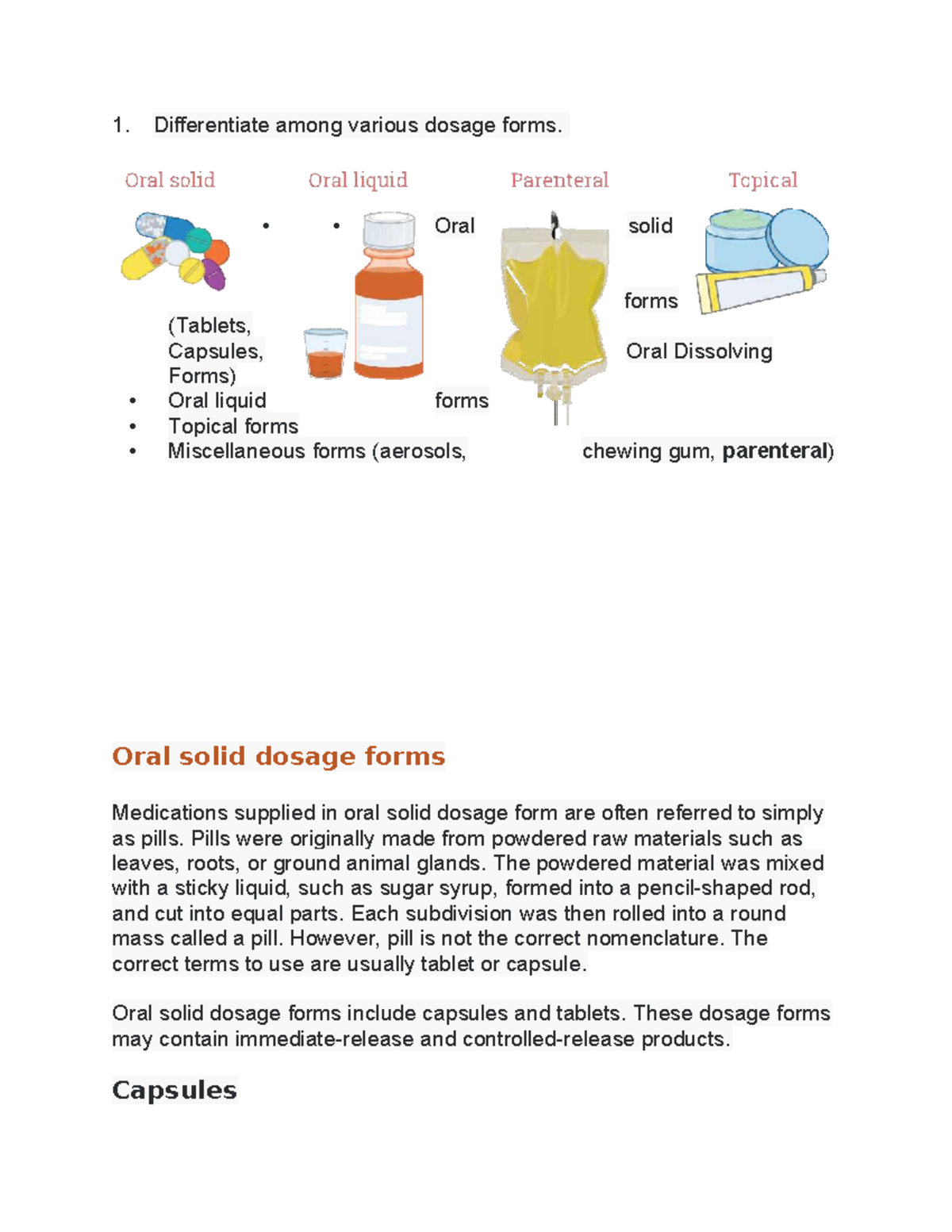 Lesson 1: Overview of Various Dosage Forms in Pharmacy - Studocu
