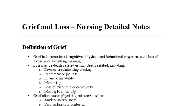 Nur 302 Nursing Interventions For Grief Pain Management And Self Care