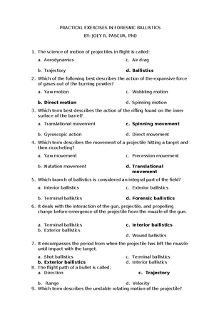 Forensic Ballistics - Q n A - 6-FORENSIC BALLISTICS It is the ...