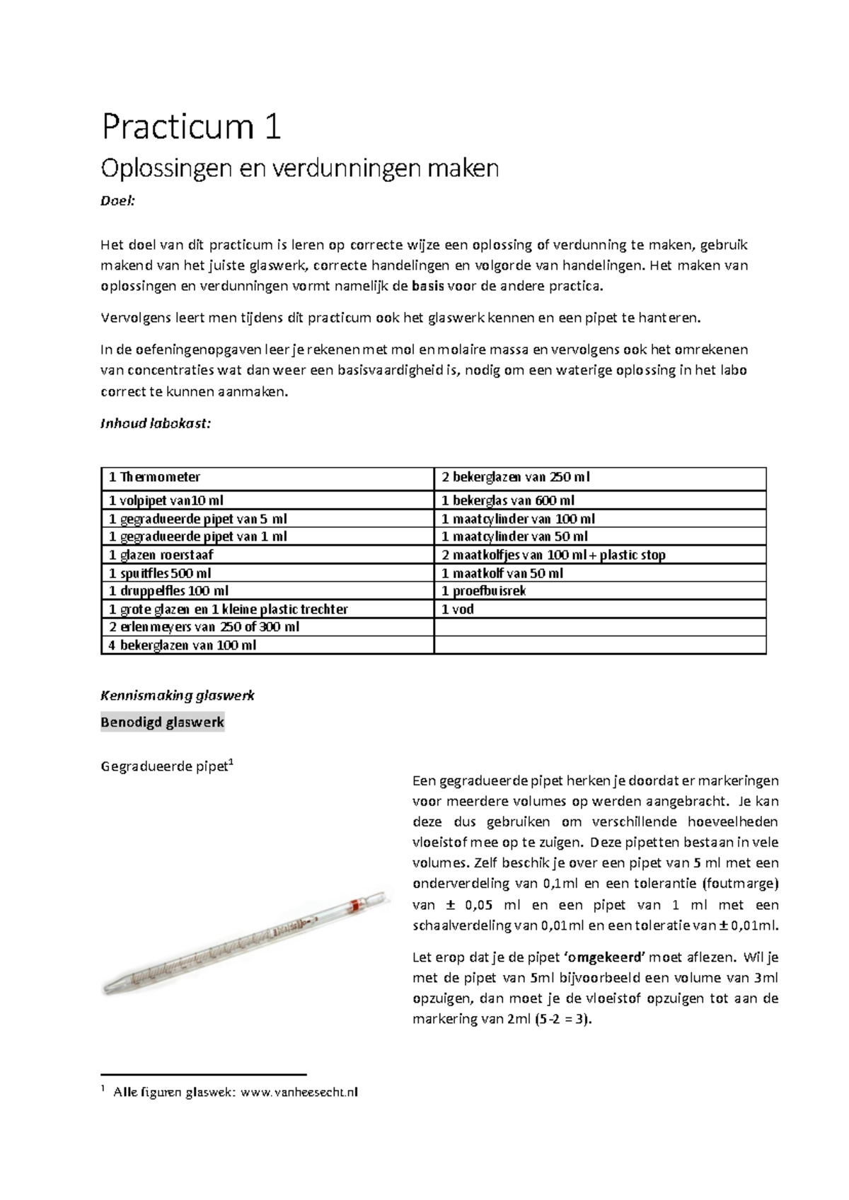 Practicum 1: Oplossingen en Verdunningen Maken - Handleiding en ...
