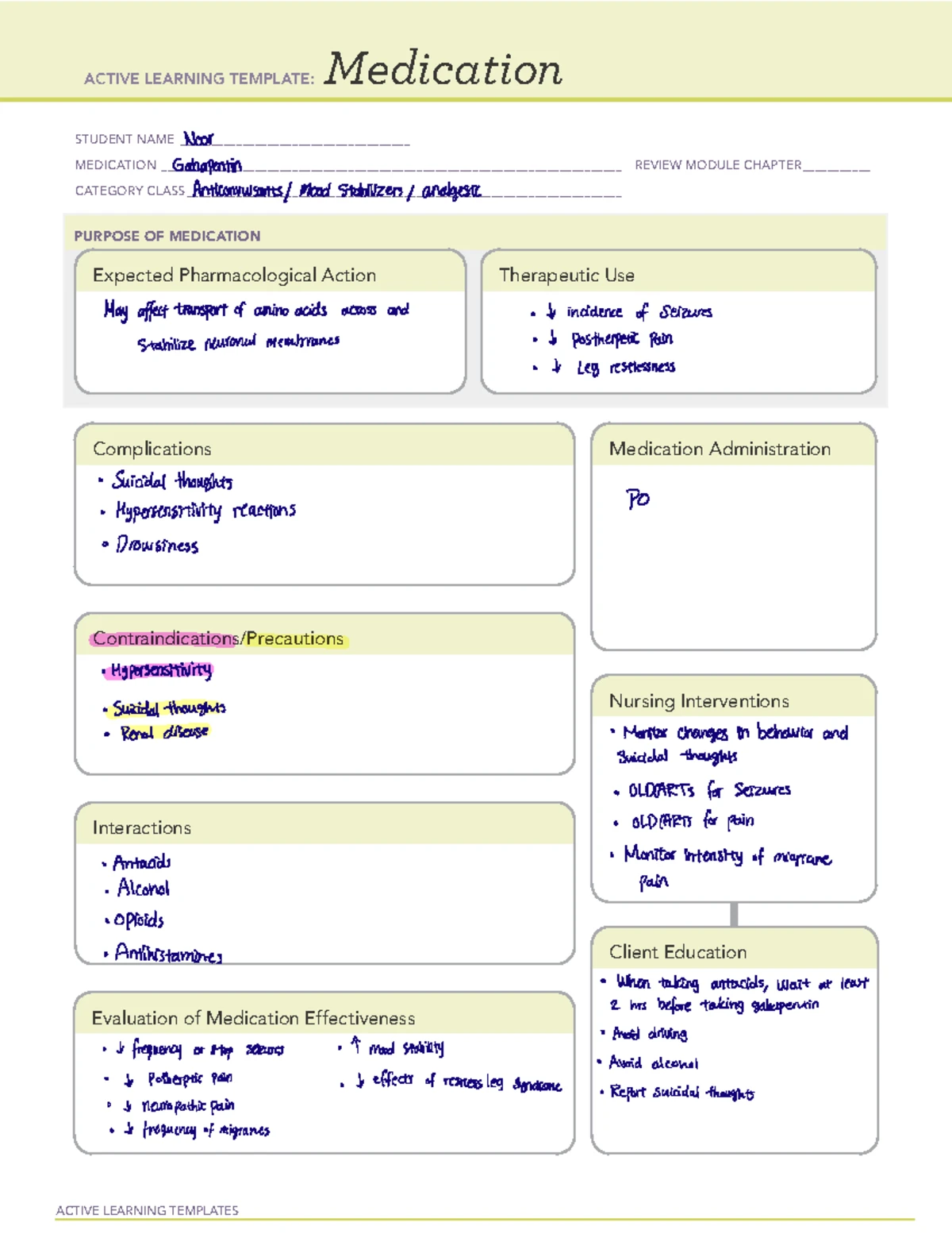 Calcium gluconate - ATI Template - ACTIVE LEARNING TEMPLATES ...
