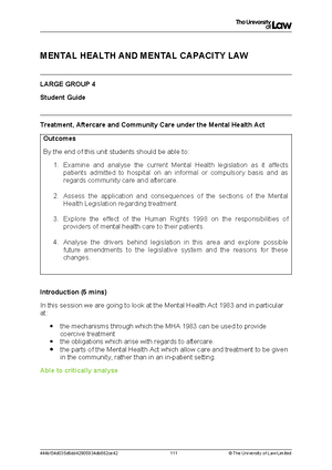 [Solved] What is the 4 stage capacity test - mental health law - Studocu
