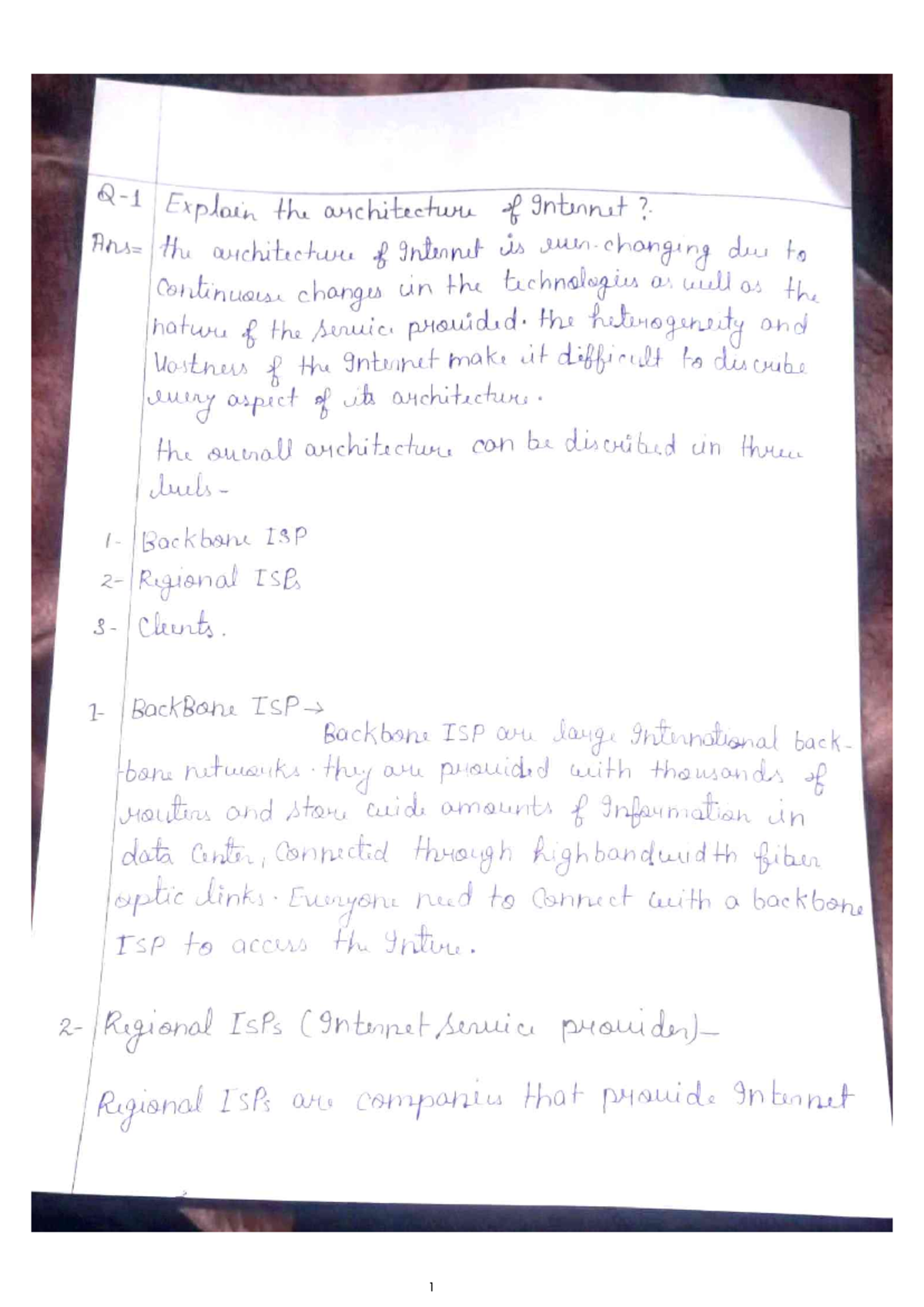 Unit 3 - Fcet assignment - Explain the architecture of Internet? the ...