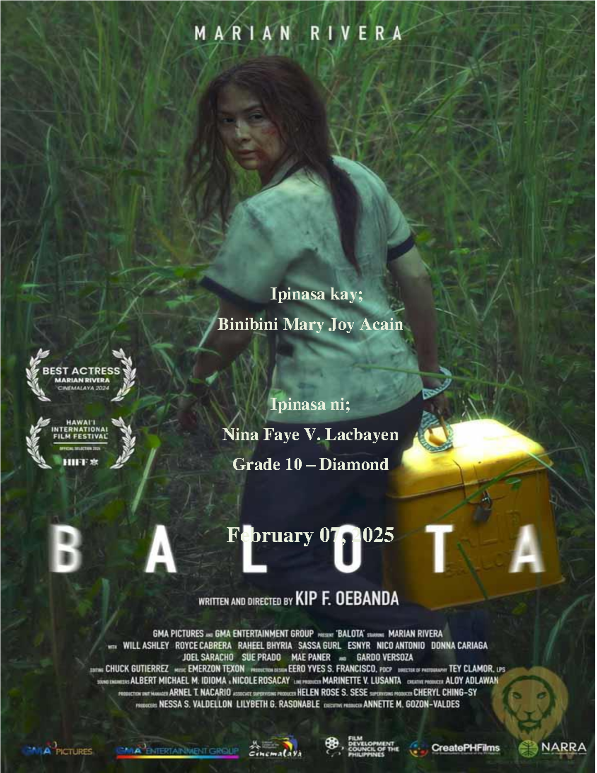 SURI- Pelikula: Pagsusuri ng “Balota” para sa G10-Diamond - Studocu