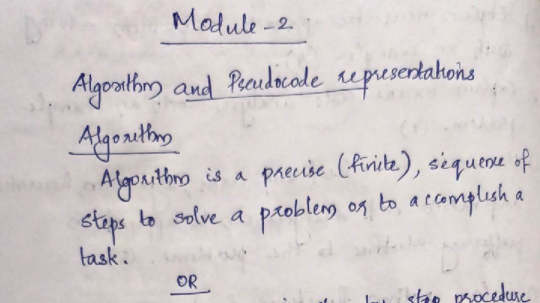 Module 2: Algorithms and Pseudocode Representations - Studocu
