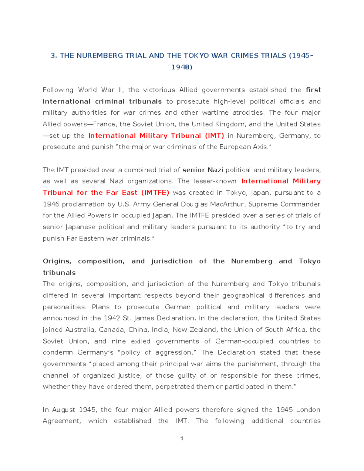 Nuremberg & Tokyo War Crimes Trials: Historical Overview (1945-1948 ...