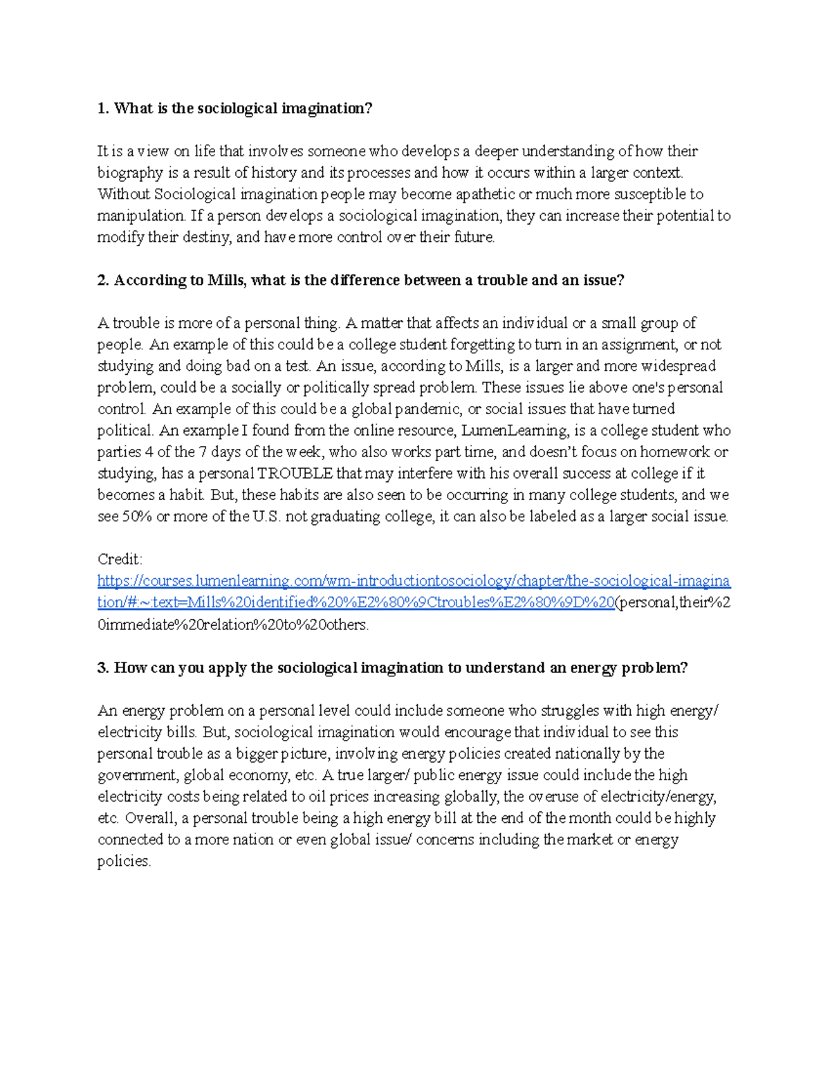 SOC 101 Week 2 Assignment: Sociological Imagination & Issues - Studocu