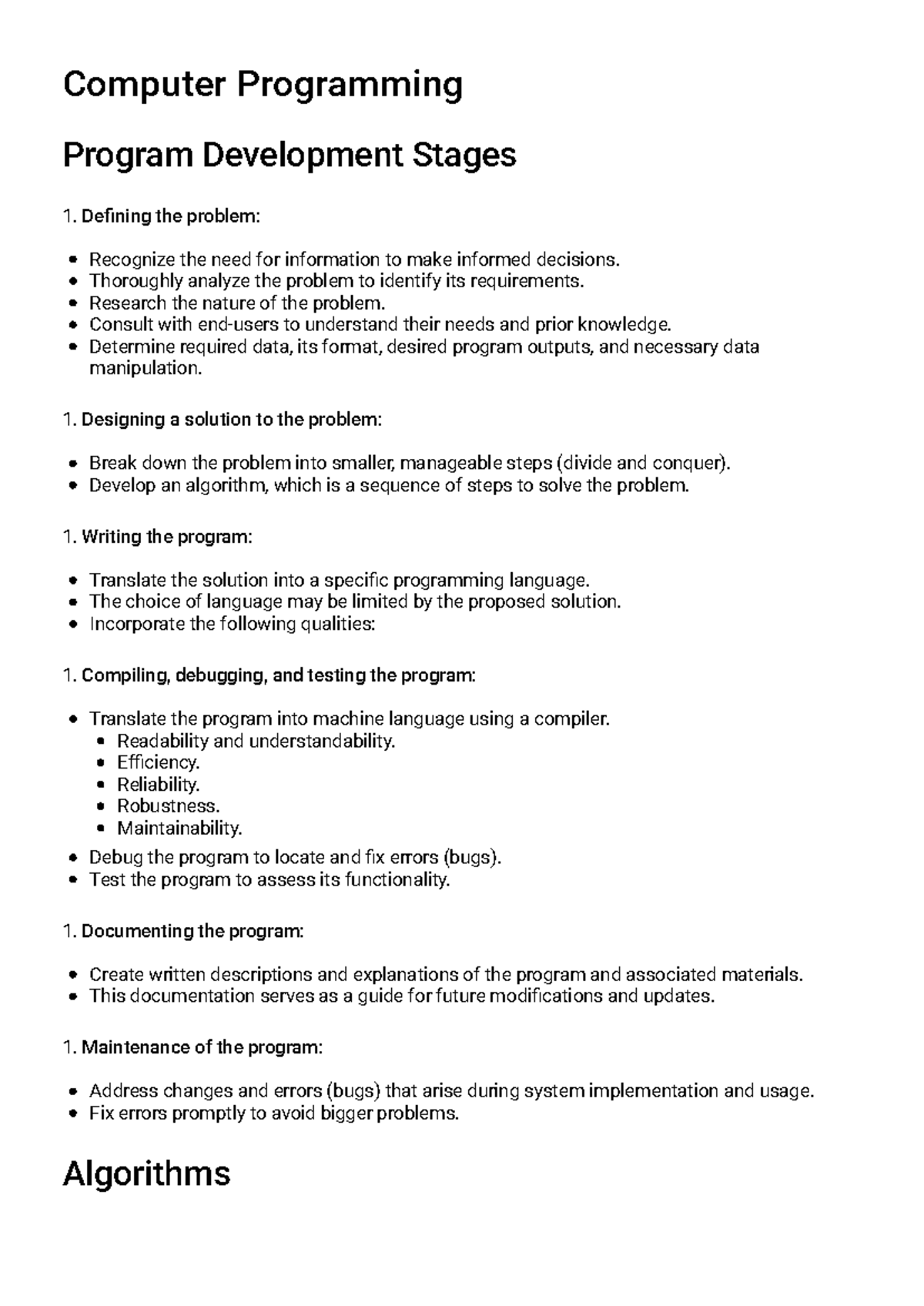 Introduction to Computer Programming - Study Guide (CPS 101) - Studocu