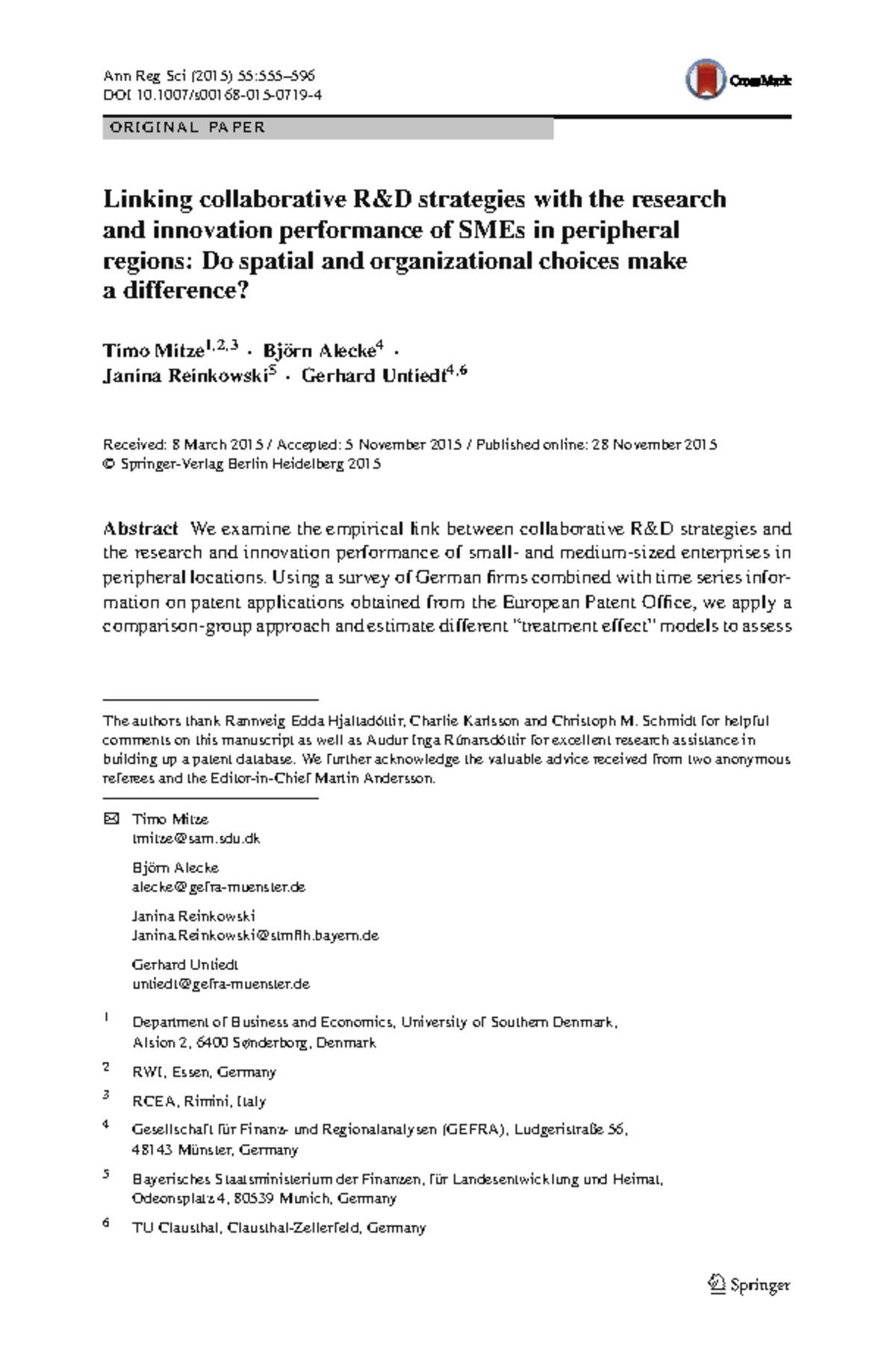 Linking Collaborative Strategies with R&D Performance of SMEs in ...