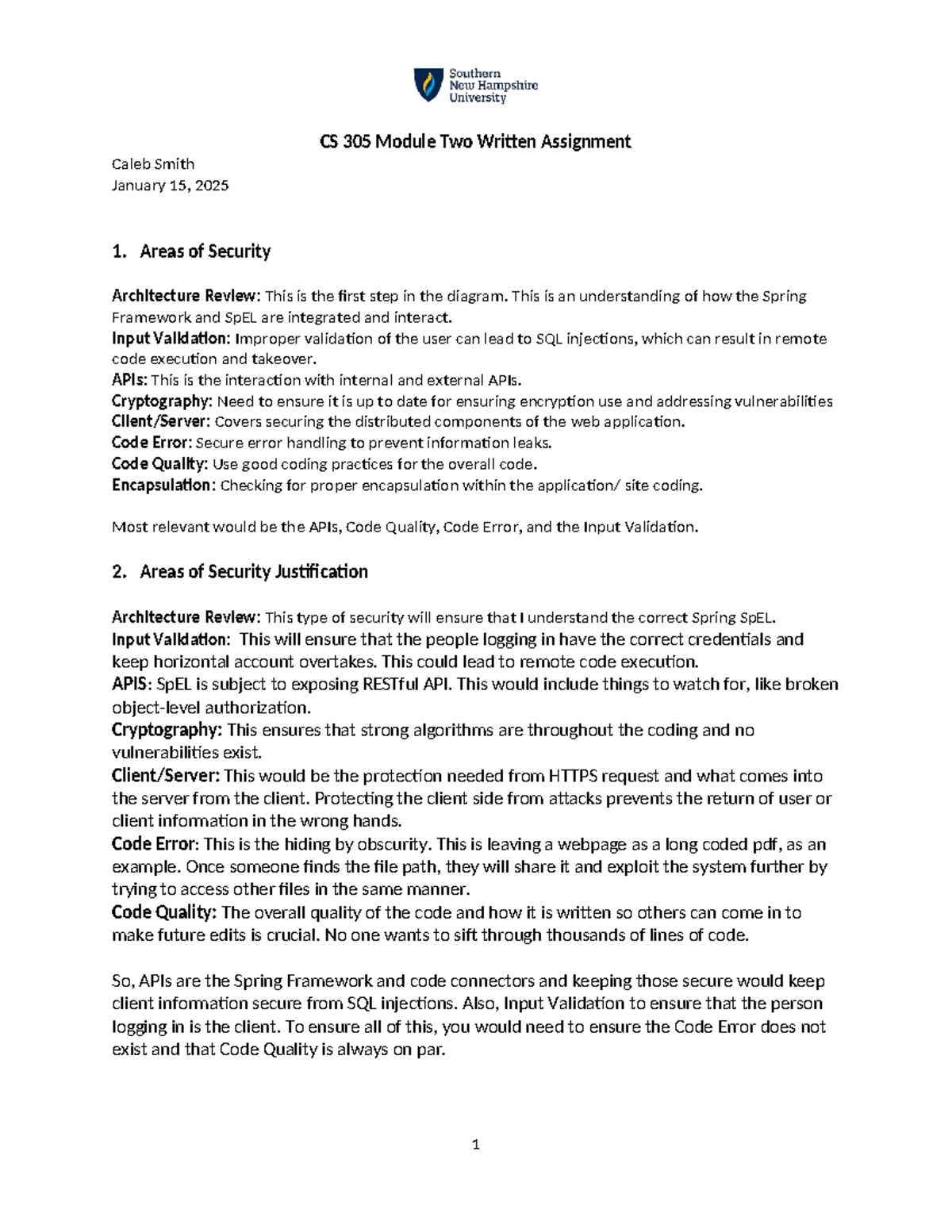 CS 305 Module 2 Written Assignment: Security Architecture Review - Studocu