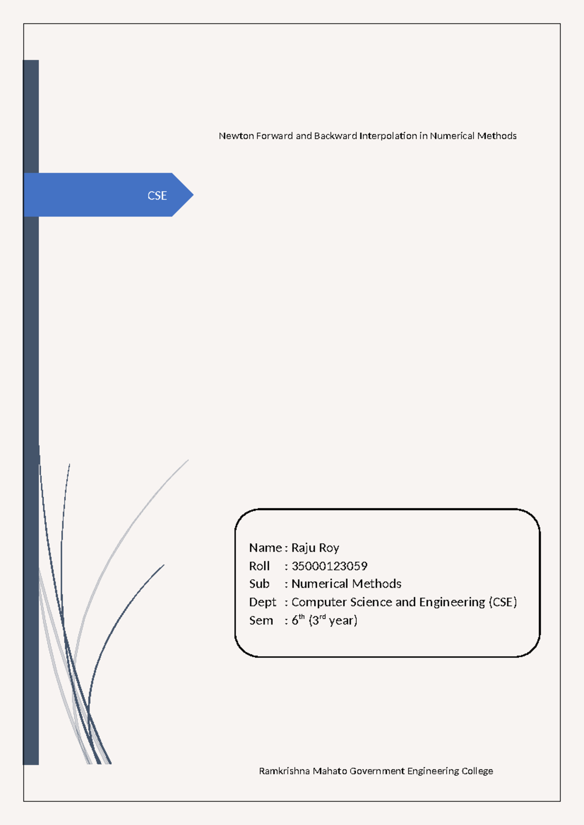 Newton Forward and Backward Interpolation in Numerical Methods - CSE - Studocu
