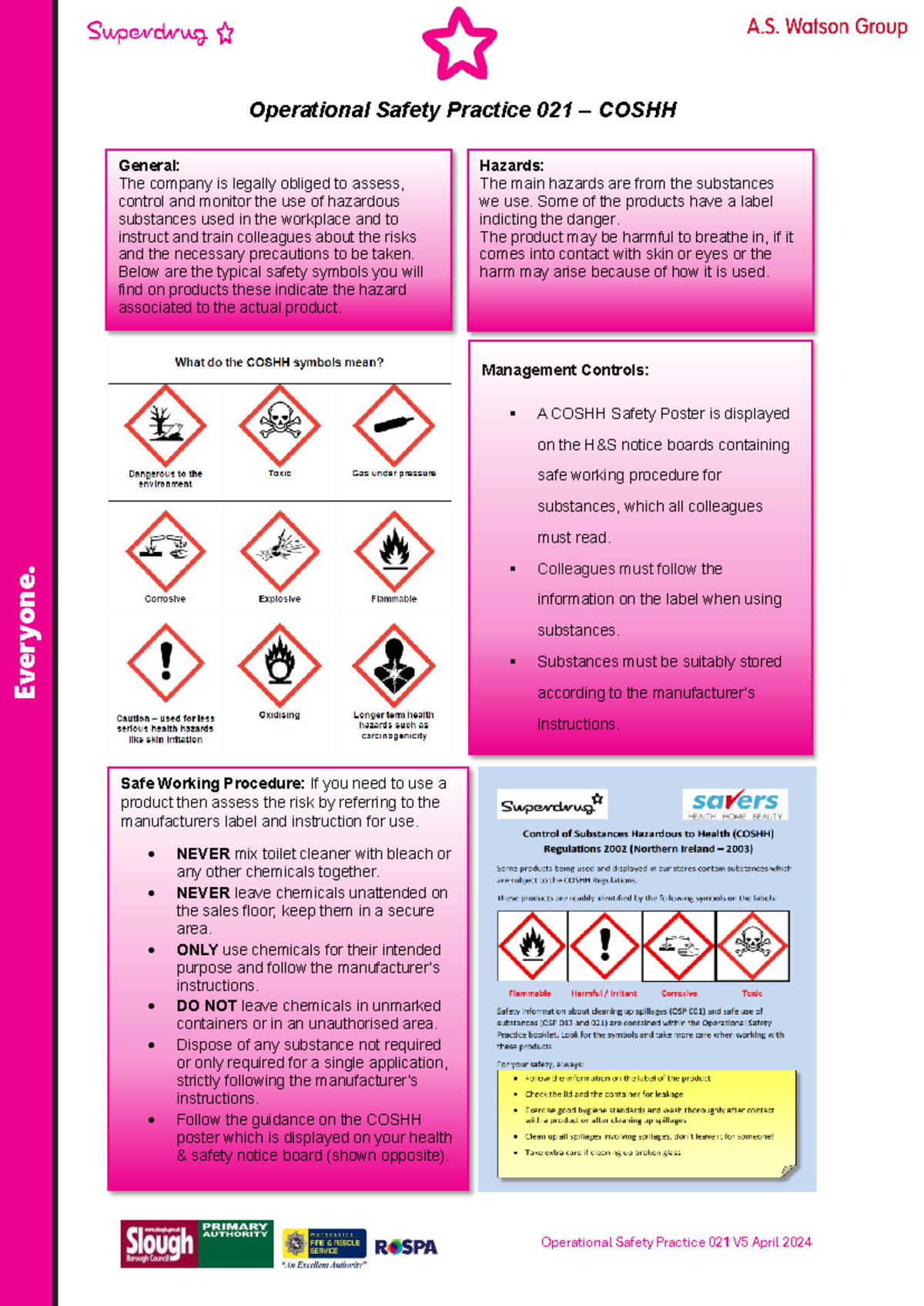 2024 OSP 021 Coshh Vrs 5 April 2024 - Operational Safety Practice 021 ...