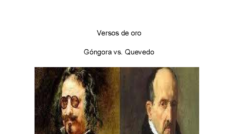 Góngora vs. Quevedo: Análisis de Dos Escritores del Siglo de Oro - Studocu