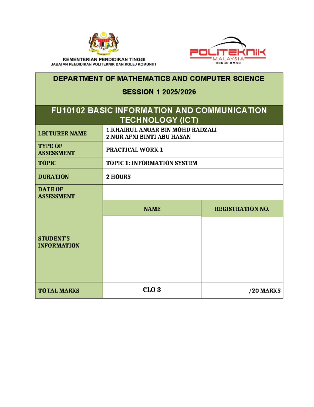 FU10102 Practical Work 1: Infographic Poster on Information Systems ...