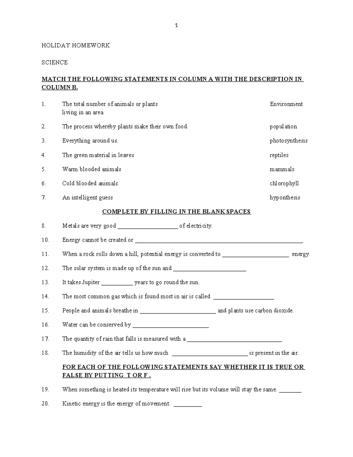 Holiday Homework: Science, Math, Agri, & RME for STD 5 (102139) - Studocu