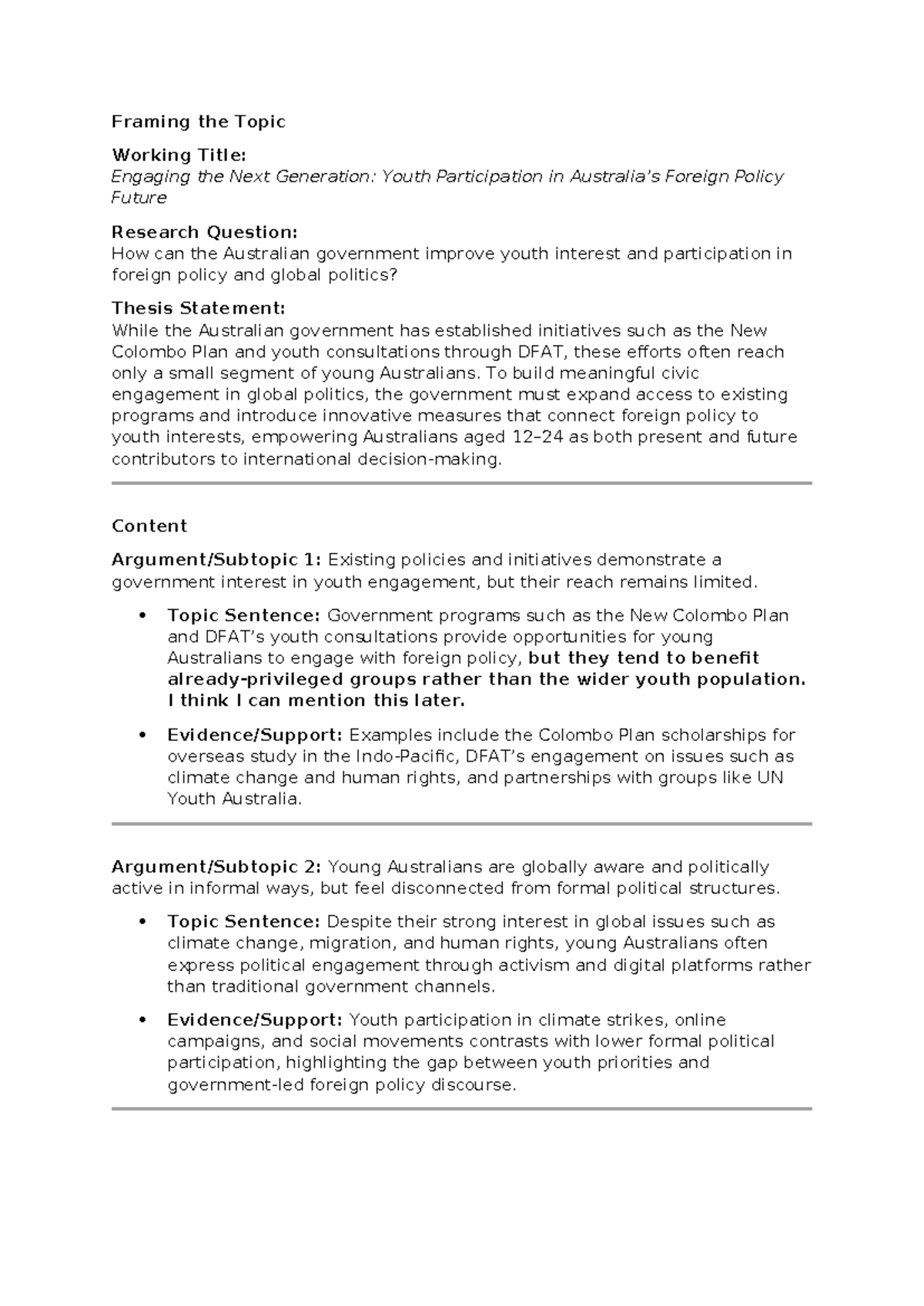 ENGA3001 Essay Plan: Enhancing Youth Engagement in Foreign Policy - Studocu