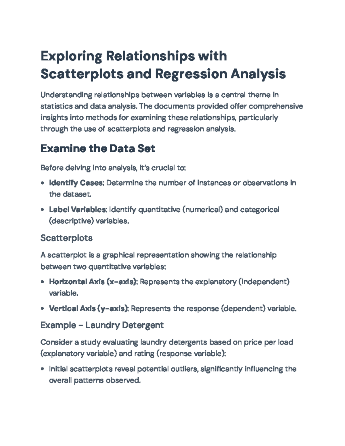Exploring Relationships: Scatterplots and Regression Analysis ...
