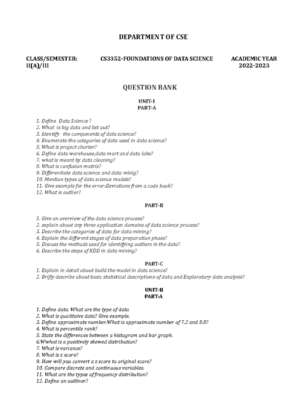 Fds Unit 1 Unit 1 Notes I Introduction Data Science Benefits And Uses Facets Of Data