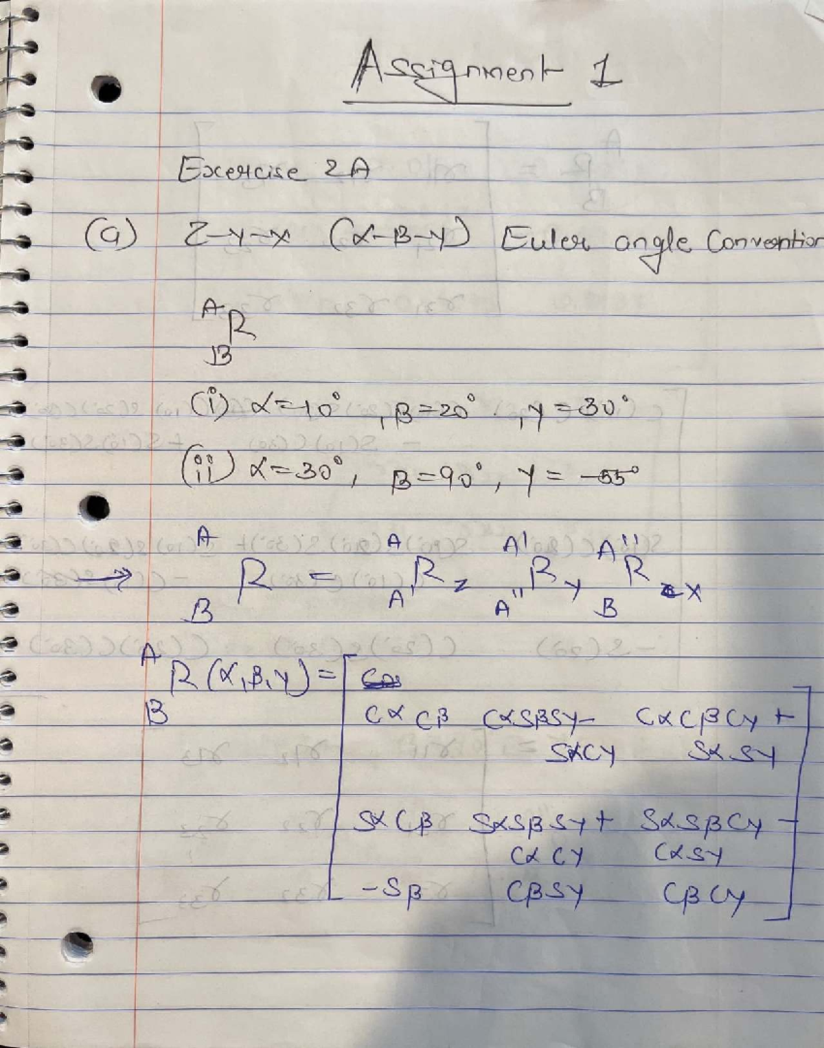 Assignment 1 - Euler Angle Calculations in Robotics (R13 601) - Studocu