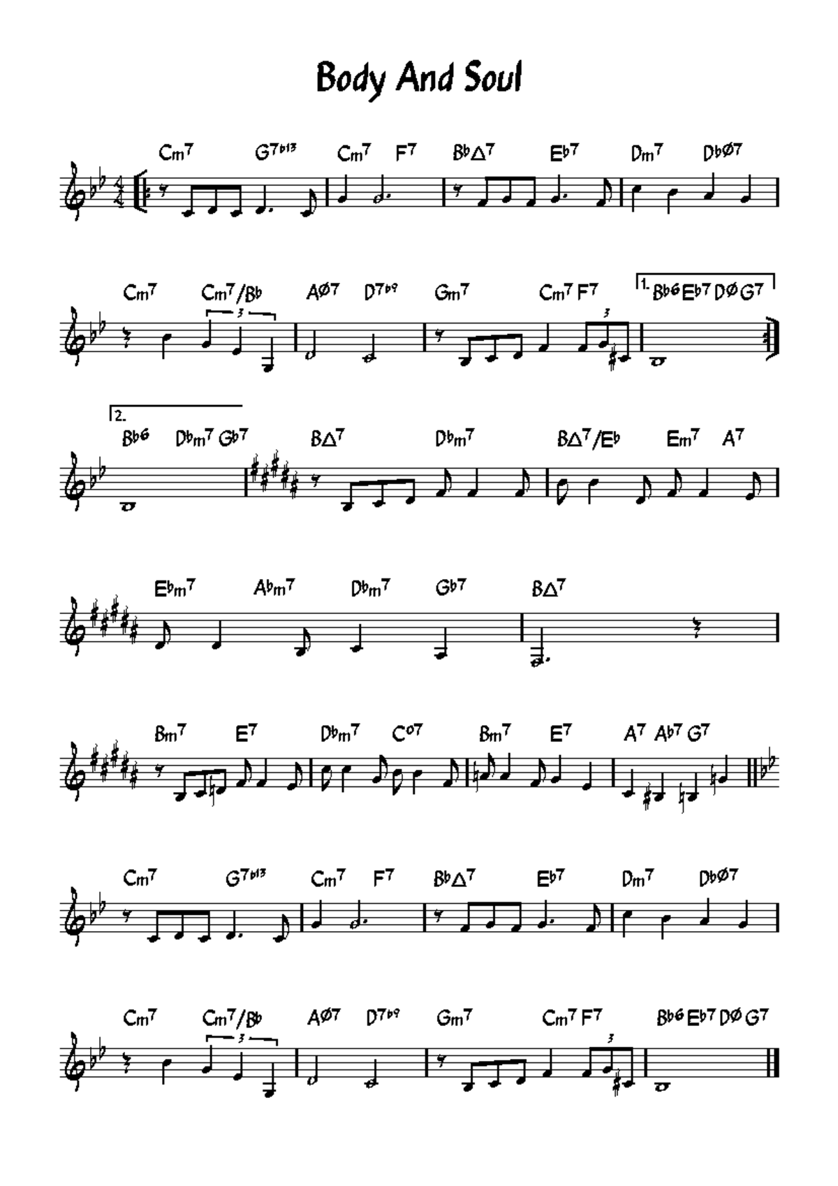 Body And Soul - Cm7 G7b13 Chord Progression Analysis - Studocu