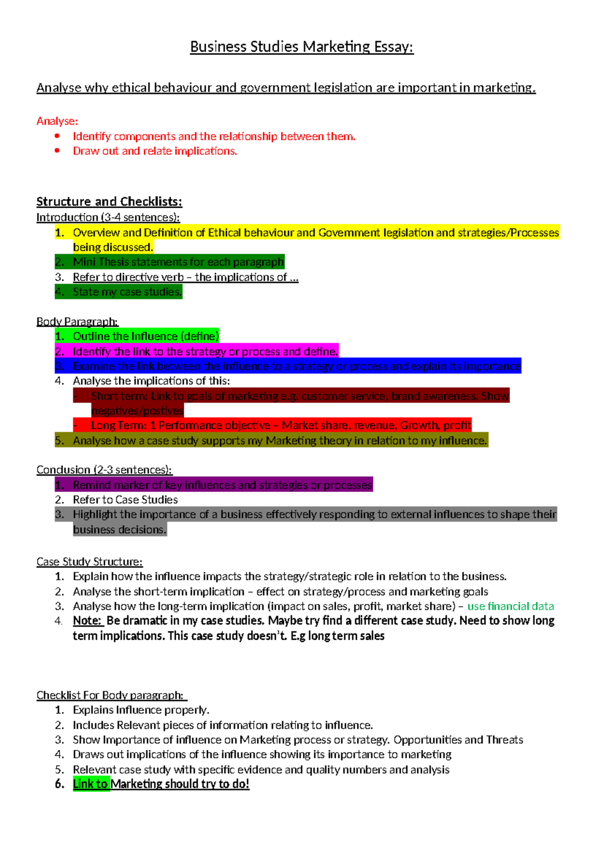 Business Studies 101: Marketing Ethics & Legislation Analysis Essay ...