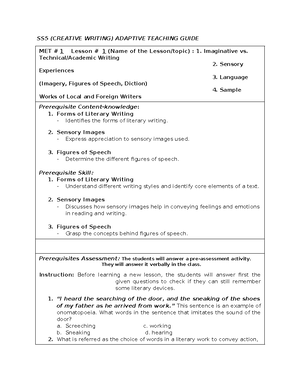 SS 5 MET2 - CREATIVE WRITING - ADAPTIVE TEACHING GUIDE MET2 - ADAPTIVE ...