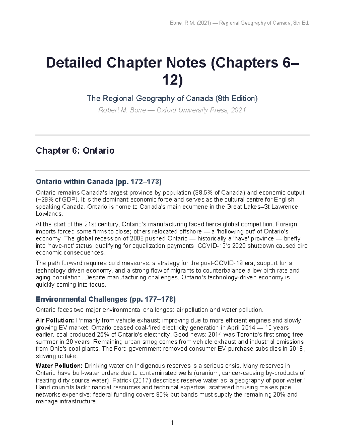Bone, R.M. (2021) Regional Geography of Canada, 8th Ed. Chapter 6 ...