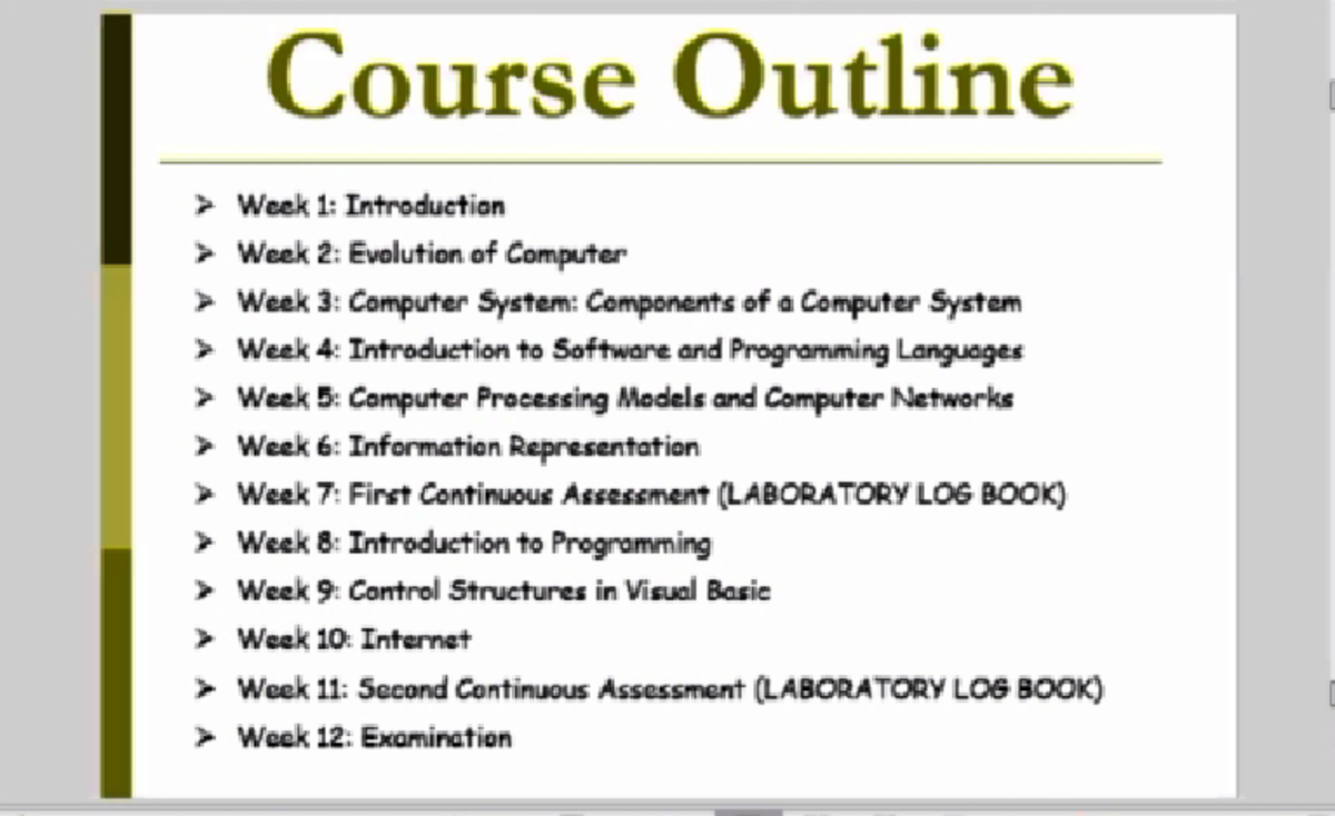 COS 101 - Introduction to Computers: Course Outline & Key Concepts ...