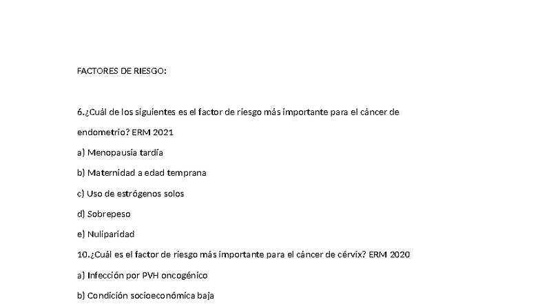 Factores de Riesgo para Cáncer: ERM 2021-2020 Análisis y Diagnósticos ...