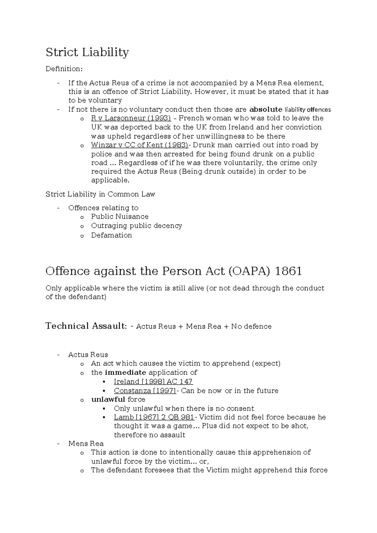Strict Liability and OAPA: Overview of Sexual Offences and Defences ...