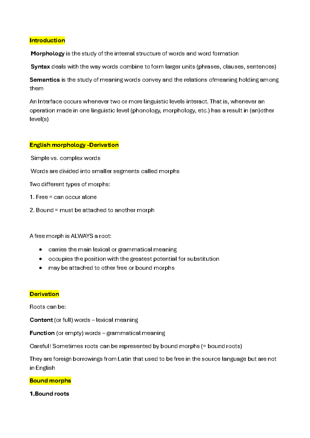ELT 2 - Morphology: Key Concepts and Analysis Notes - Studocu