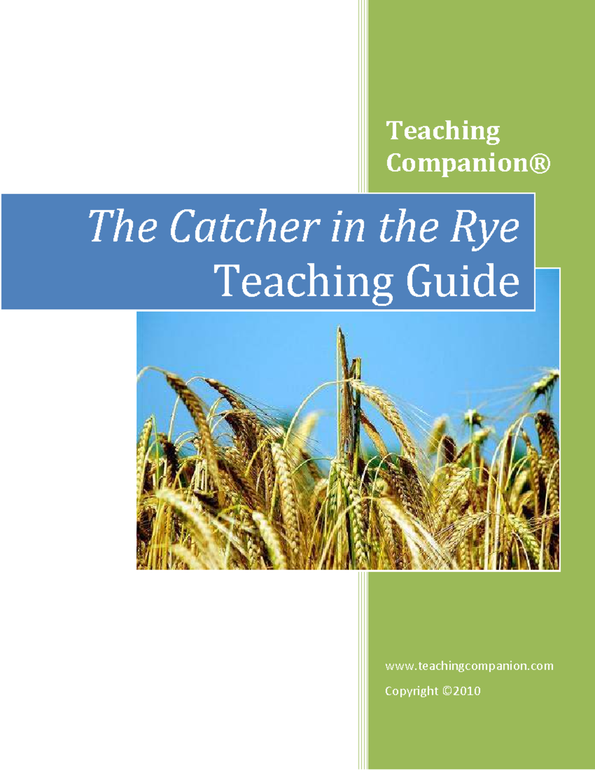 The Catcher in the Rye (ENG 101) Comprehensive Teaching Guide - Studocu