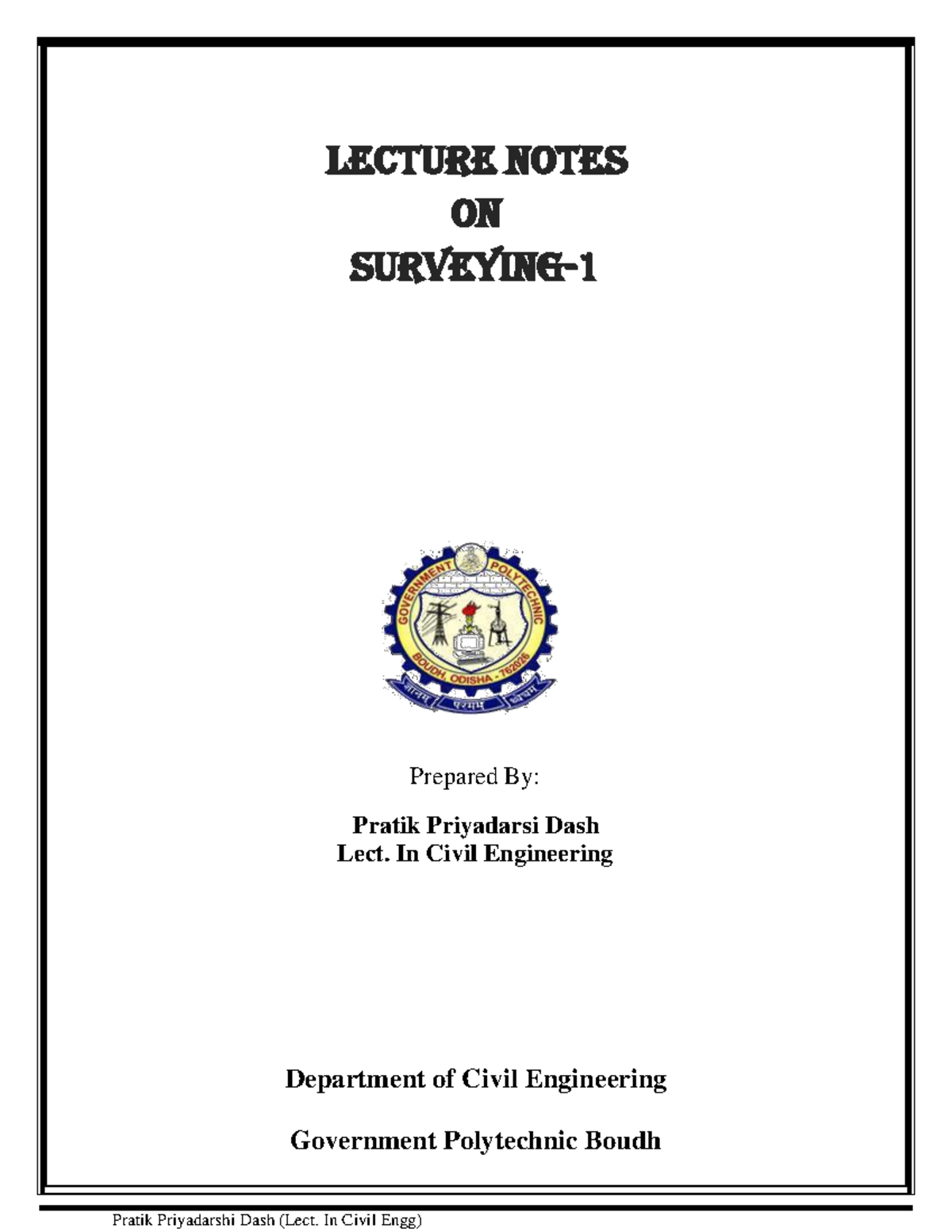 Surveying 1: Lecture Notes on Engineering Surveying Techniques - Studocu