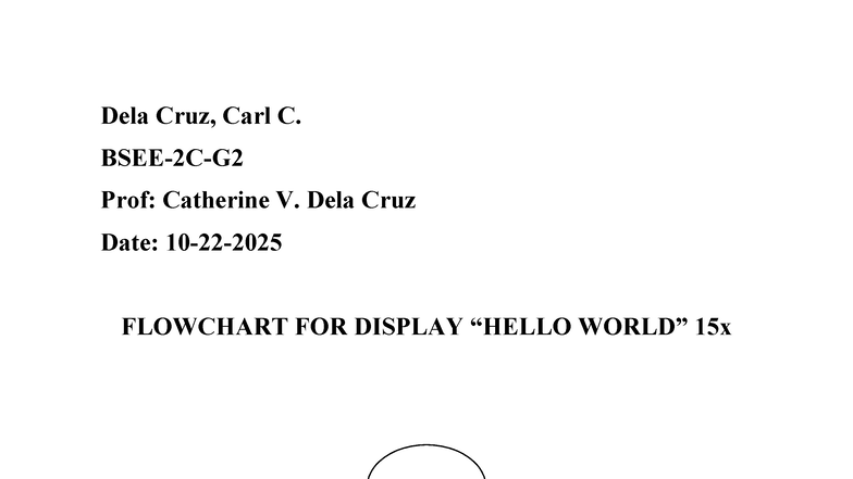 Pseudocode Flowchart Display Hello World 15x - electrical engineering ...