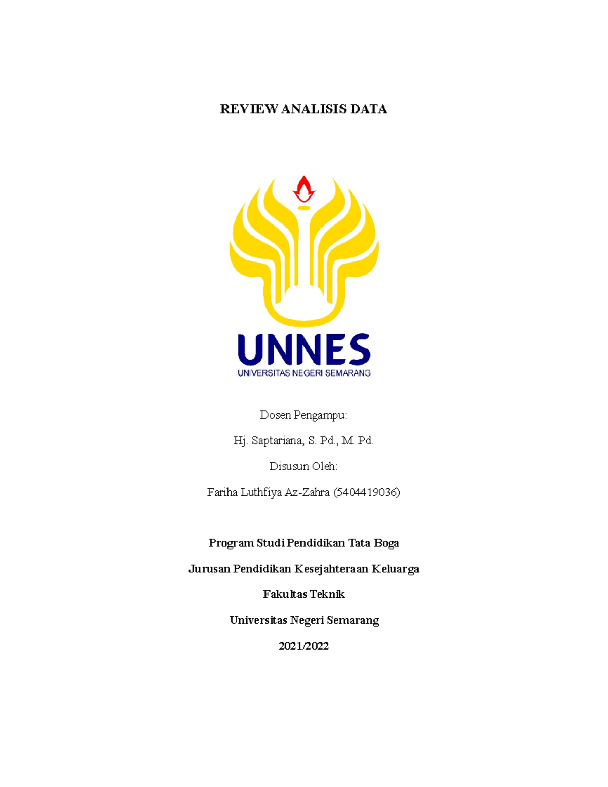 Fariha Luthfiya Az-Zahra 5404419036 Review Analisis Data - REVIEW ...