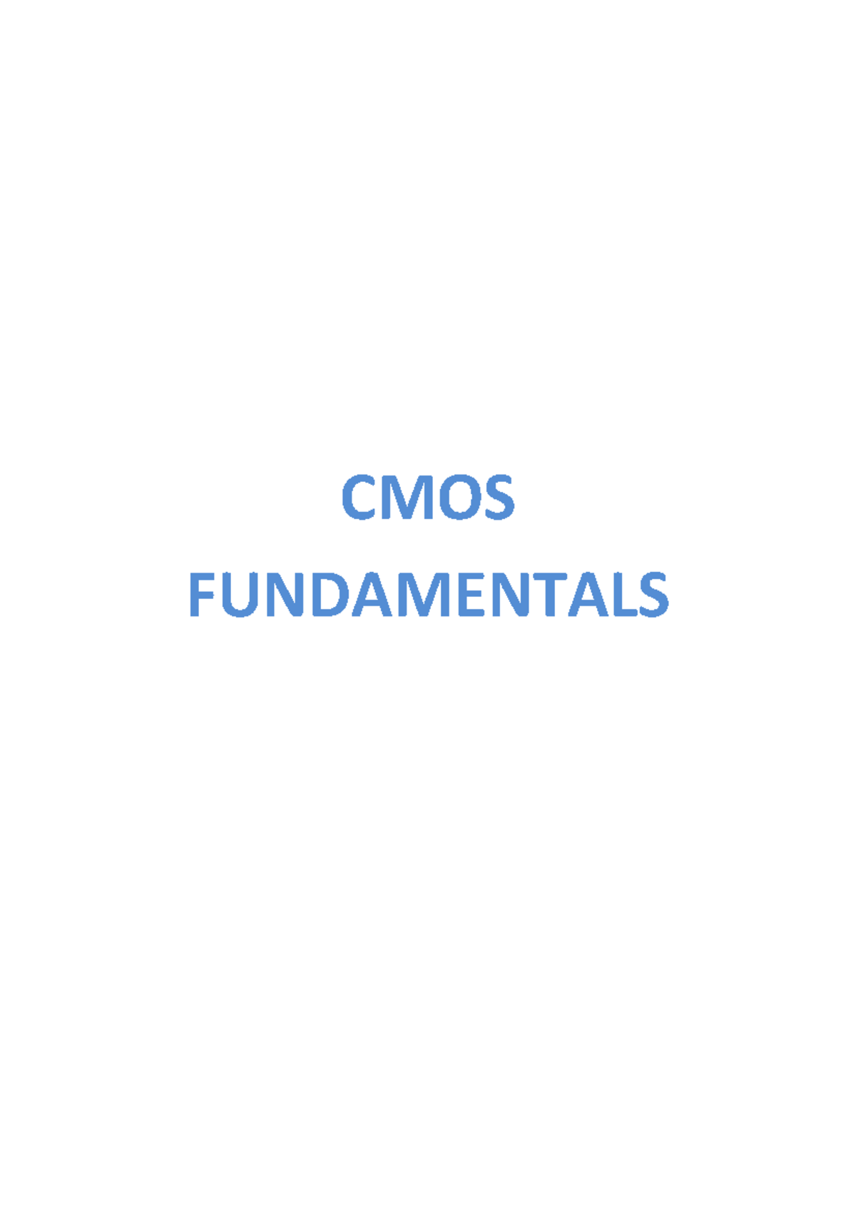 CMOS FUNDAMENTALS UNIT 1: INTRODUCTION TO ELECTRONS AND HOLES - Studocu