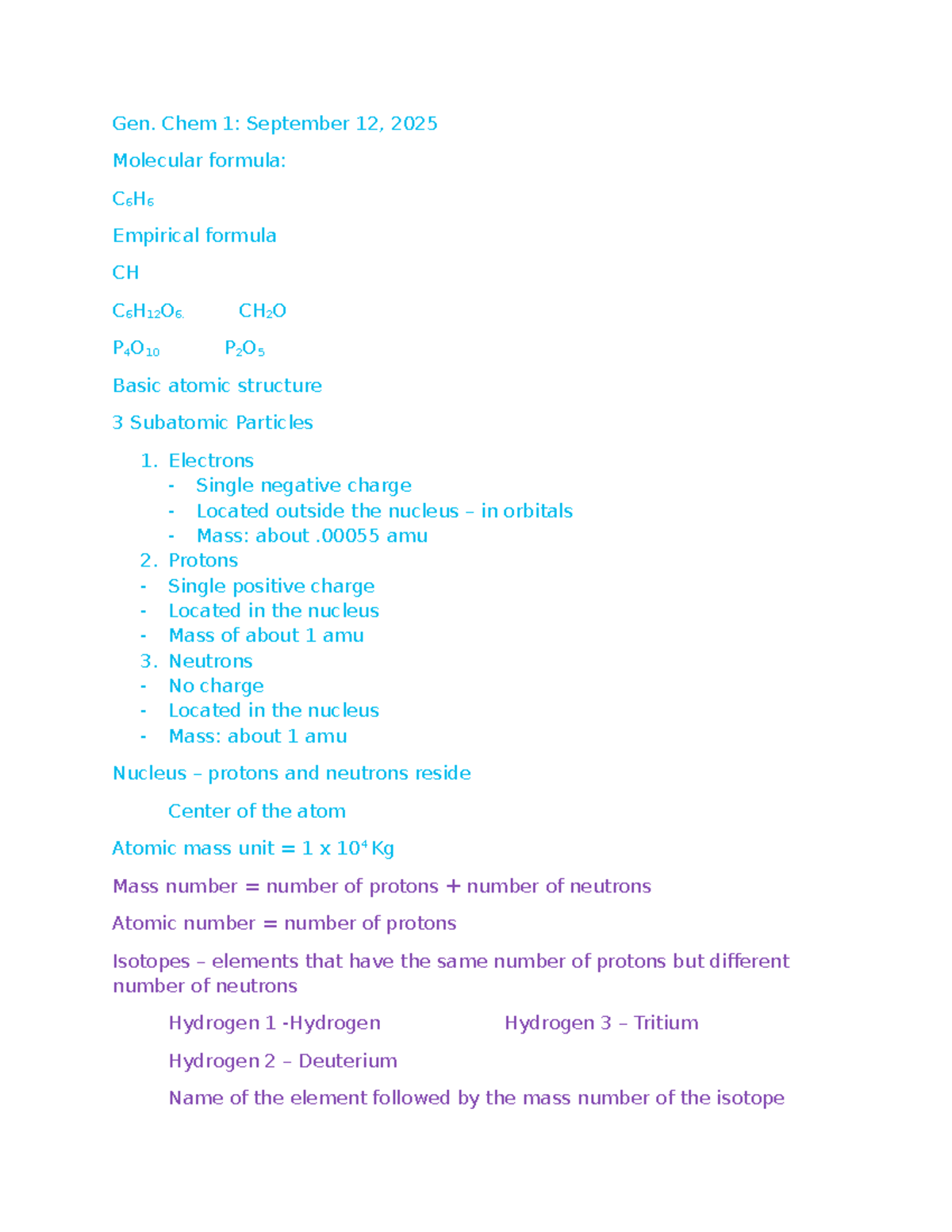 Gen. Chem 1: Class Notes on Atomic Structure and Isotopes - Studocu