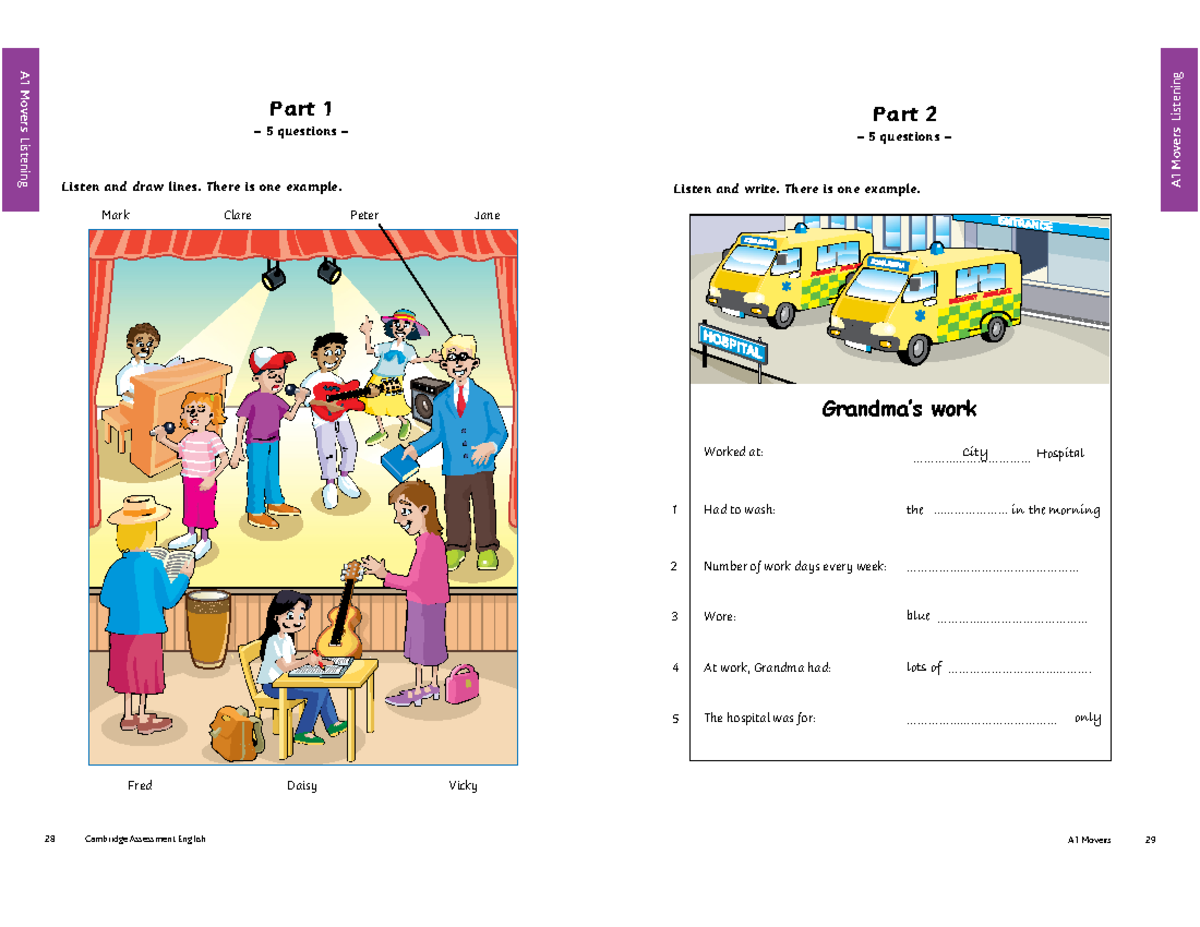 A1 Movers Listening & Reading Practice Test - Part 2 - Studocu