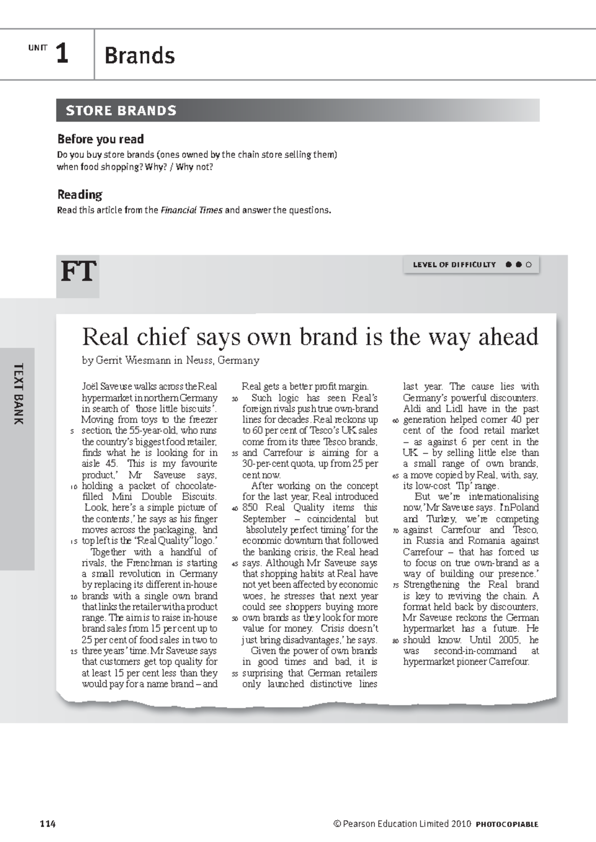 Market Leader Intermediate - Text Bank and Reading Comprehension Guide ...