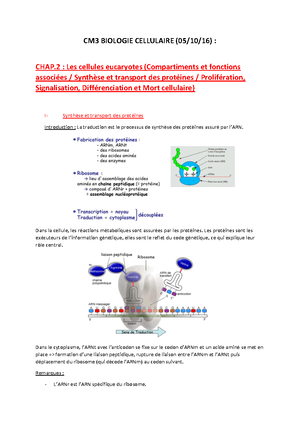 Biologie cellulaire 2 - Fiches de biocell 2, apprenez par coeur les techniques (genre - Studocu