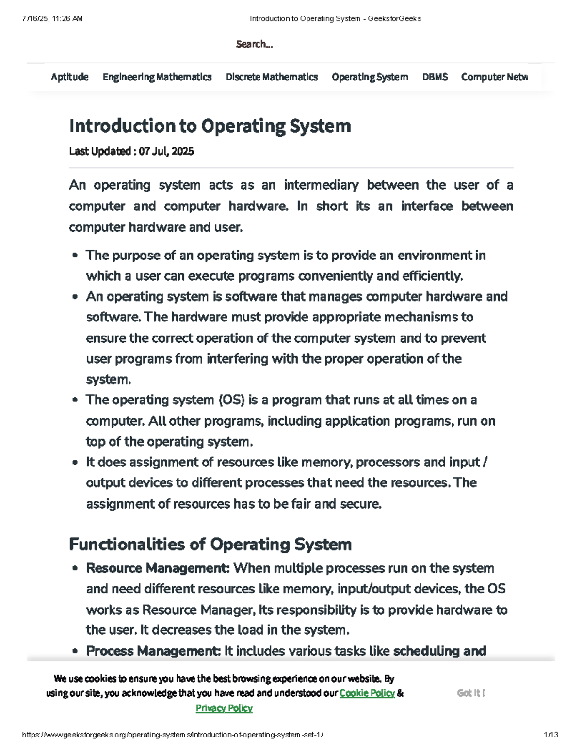 Introduction to Operating System (CS101) - Unit 1 Overview - Studocu