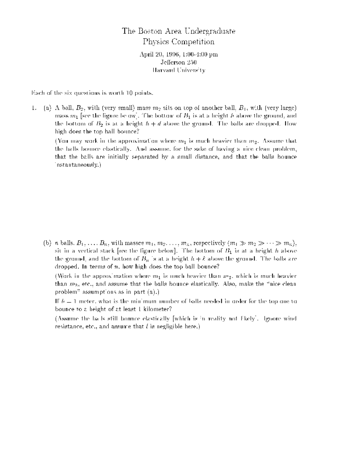 Exam96 - BAUPC Physics Competition Questions and Solutions - Studocu