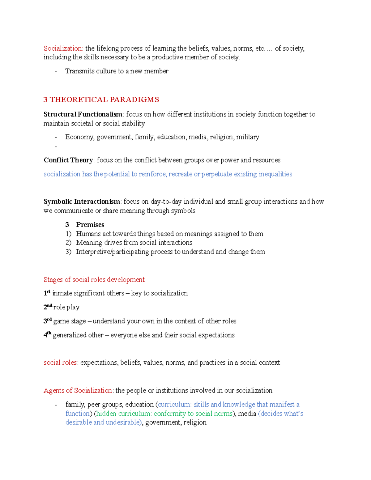 Sociology CH2: Socialization & Social Interactions Theories Explained ...