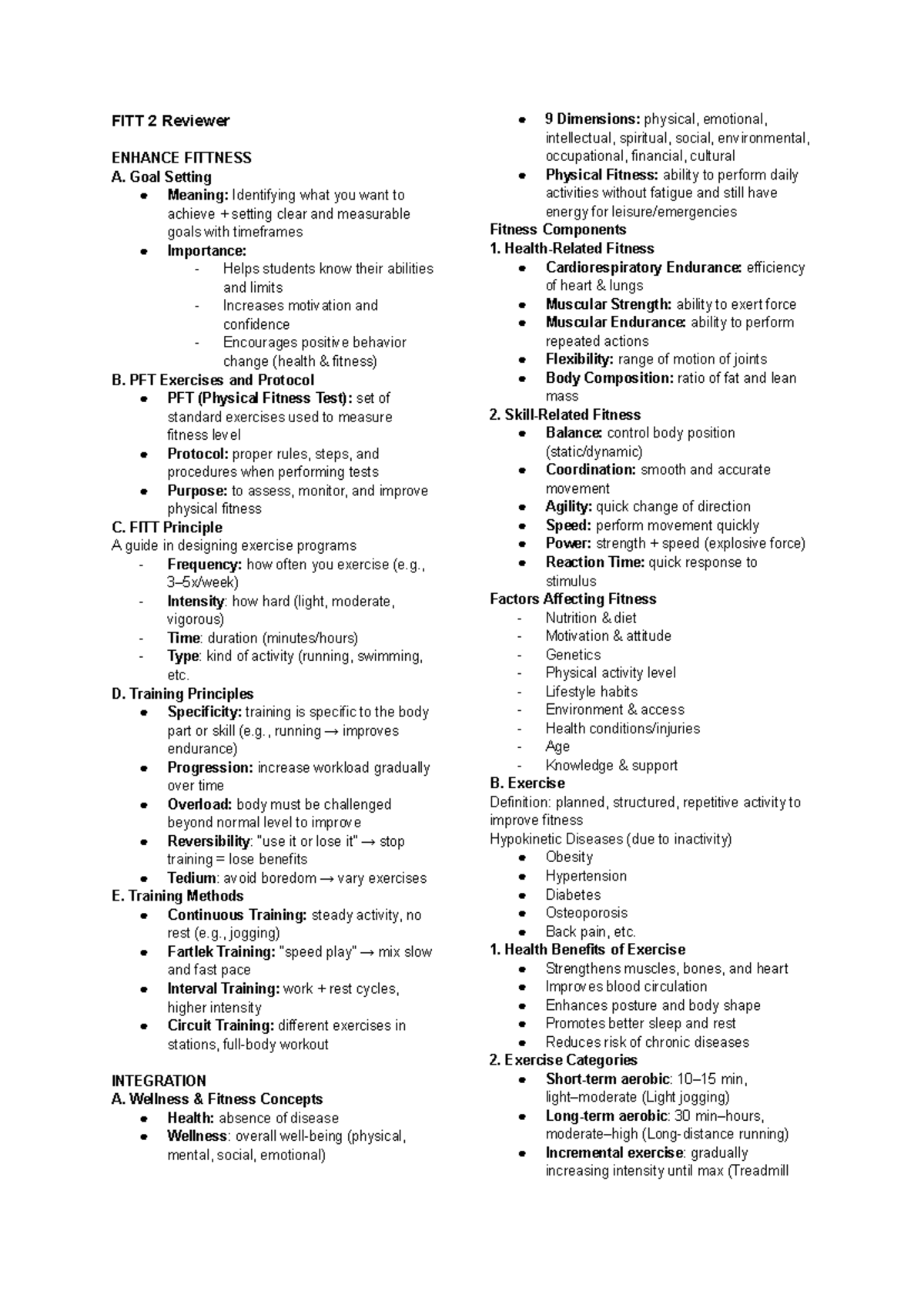 FITT 2 Reviewer: Enhancing Fitness Through Goal Setting and Training ...