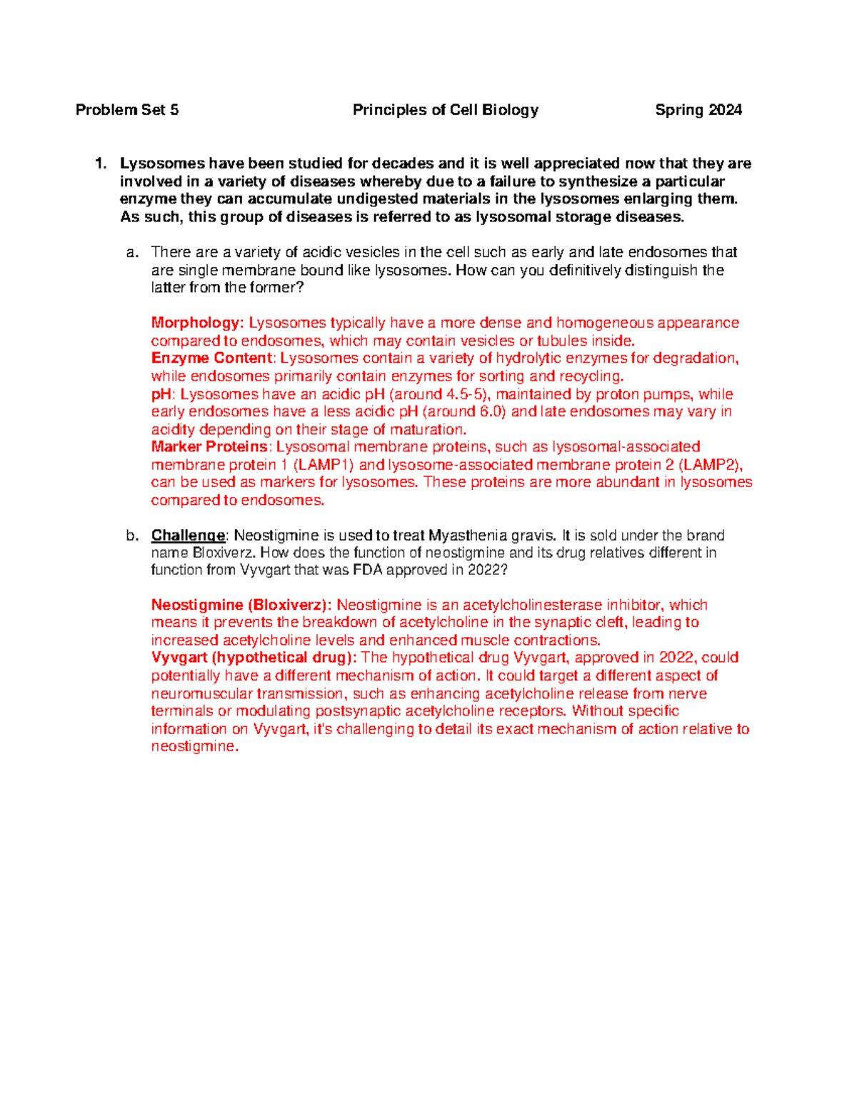 Problem Set 5: Principles of Cell Biology (Spring 2024) Analysis - Studocu