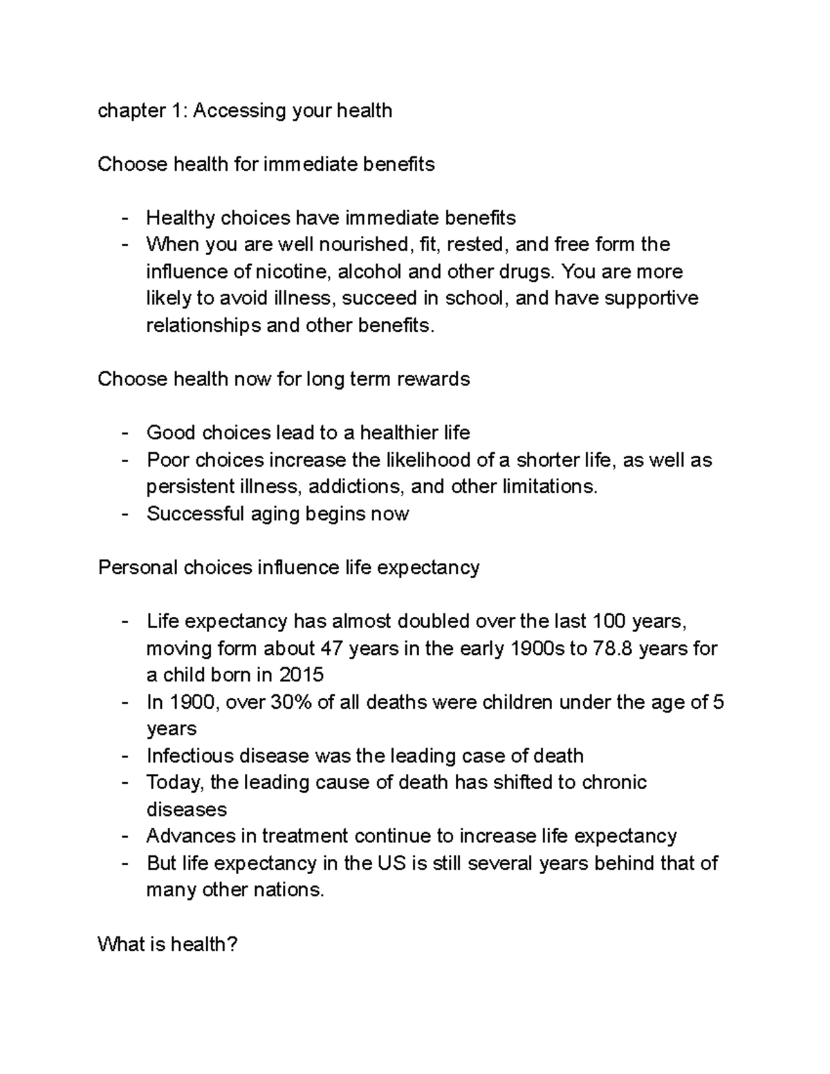 Health Basics: Understanding Wellness and Life Choices - Studocu